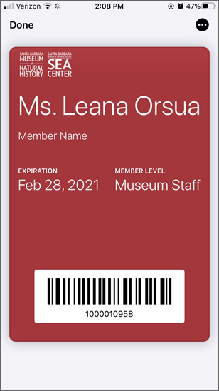 Digital Membership Cards | Santa Barbara Museum of Natural History